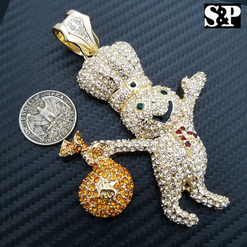 HIP HOP ICED GOLD PLATED RAPPER'S LARGE DOUGHBOY CUBIC ZIRCONIA CHARM ...