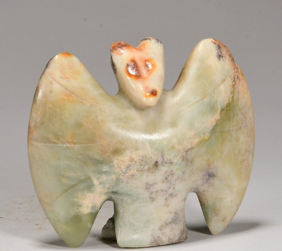 Old Hongshan Culture Natural Hetian Jade Bat Bird Birds Animal Amulet ...