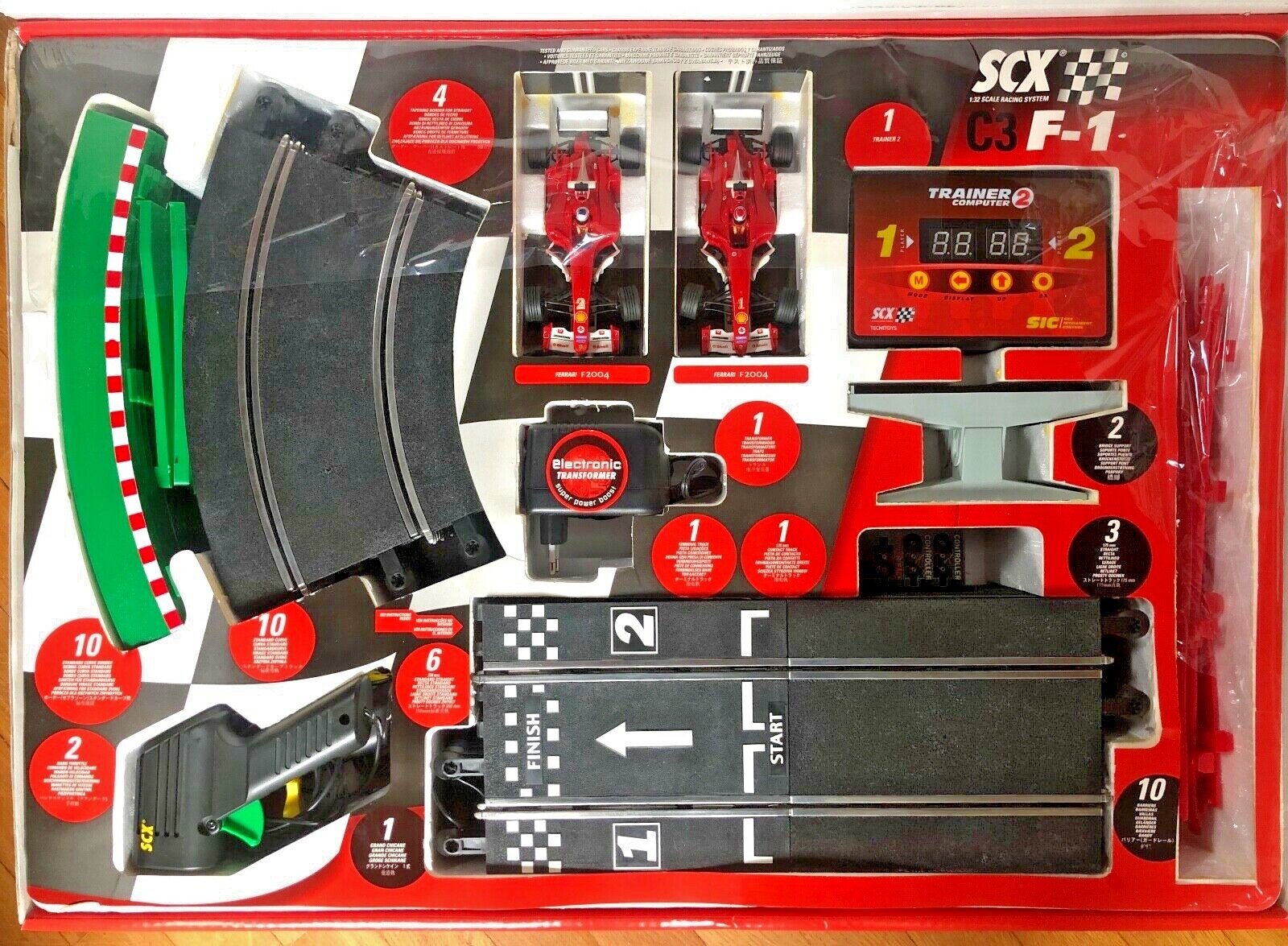 SCX C3 F1 FORMUALA 1 FERRARI TECHNITOYS Scale 1:32 Racing System 6,49M ...