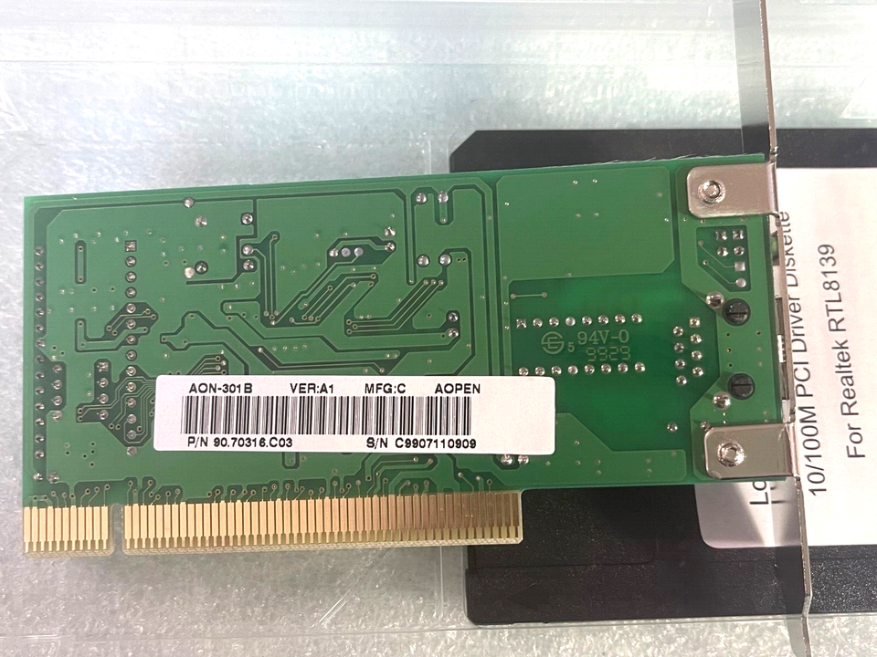 NEW ACER AOPEN AON-301B RTL8139A PCI RJ45 FAST 10/100 ETHERNET CARD RM2 ...