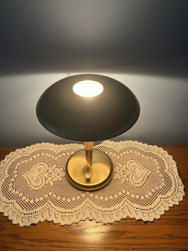 Vintage Holtkotter Leuchten Lamp Brass Atomic UFO Desk Table Mid ...