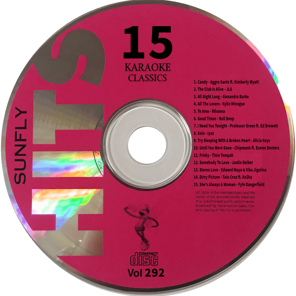 Sunfly Karaoke CDG CD - Hits Volume 292 CD+G Disc 15 Classic Tracks ...