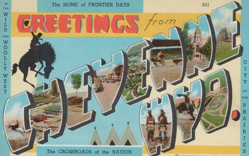 Greetings From Cheyenne Wyoming Frontier Days Vintage Linen Post Card ...