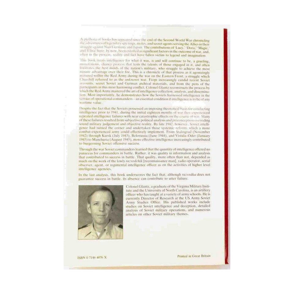 Frank Cass Historical Book Soviet Military Intelligence in War NM | eBay