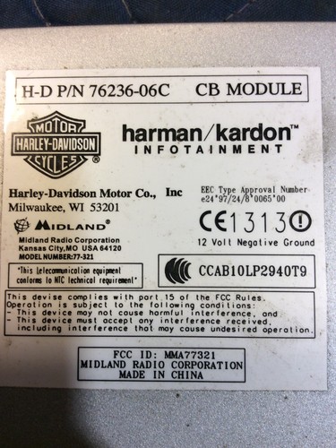 HARLEY DAVIDSON HARMON KARDON CB MODULE | eBay