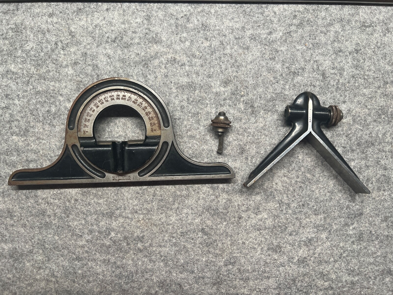 Vintage George Scherr Co. Machinist Protractor w/ Bubble & Center Head ...