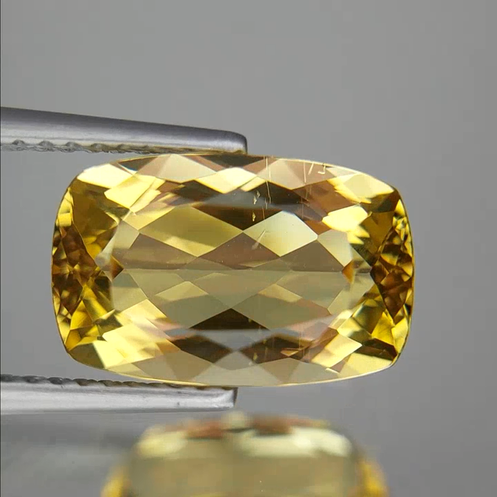 3.34Cts GORGEOUS CUSHION NATURAL HELIODOR YELLOW BERYL WITH NEEDLE ...