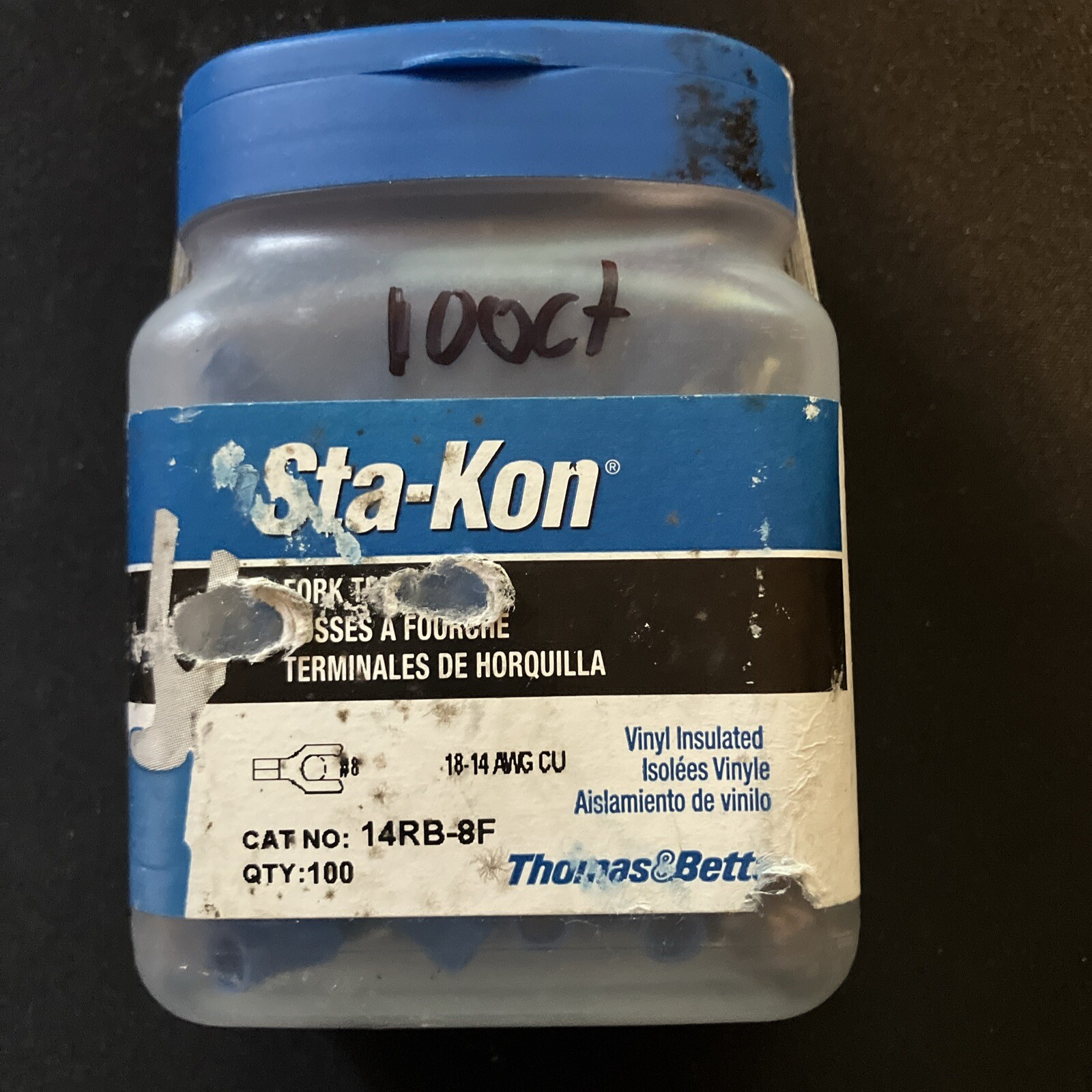 Sta-Kon 14Rb-8F 18-14 Awg Vinyl Fork Terminal #8 Stud Pk100 | eBay