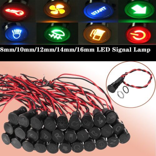 8-16mm 12V-36V LED Dash Panel Warning Pilot Light Indicator Lamp Car ...