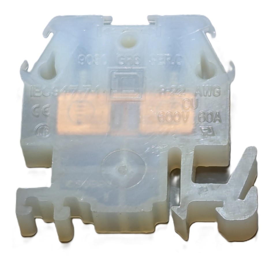 10 Square D 9080GR6 Terminal Block Feed-Thru 2 Position Natural 8-22 ...