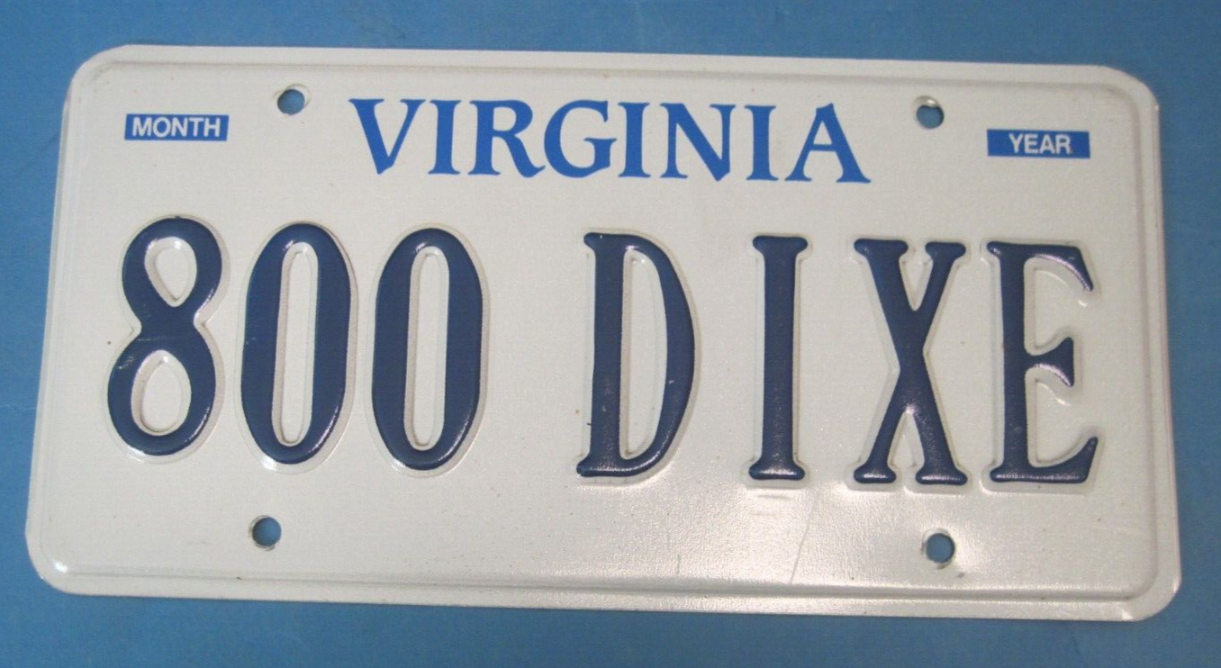 Virginia Vanity License Plate 800 DIXE | eBay