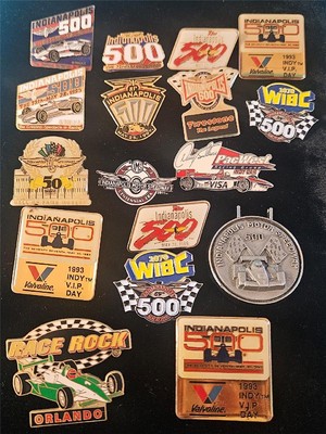 LOT OF 16 INDY 500 LAPEL/HAT PINS 1985-2005 INDIANAPOLIS SPEEDWAY RACE ...