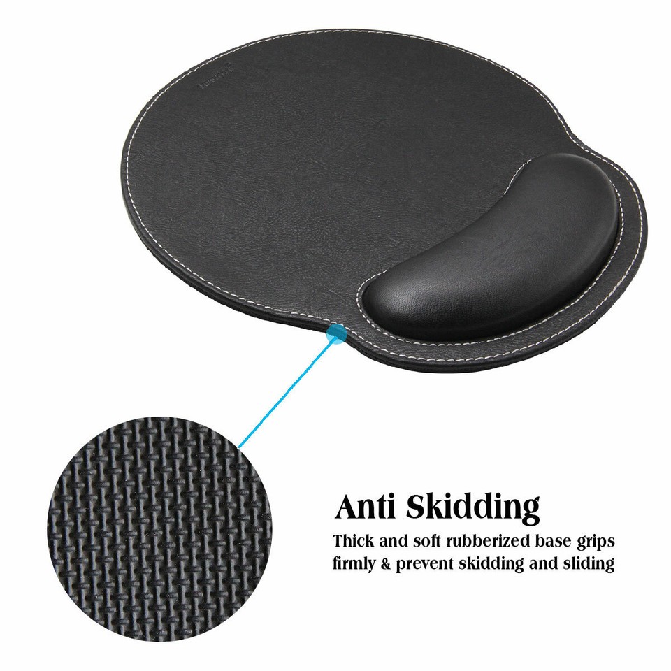 Leather Mouse Pad with Wrist Rest Support & Non-Slip Base , Durable ...