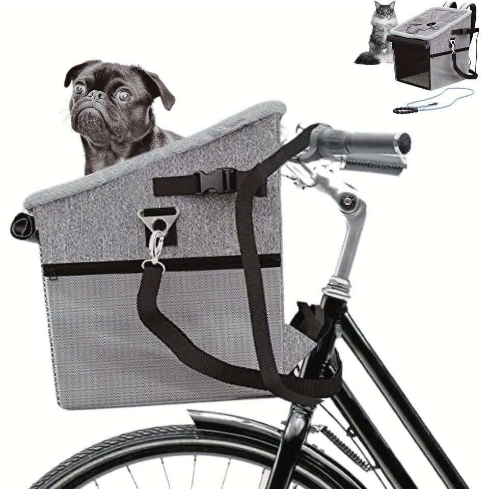 Dog and Cat Bike Basket, expandable soft side pet backpack with 2 open ...