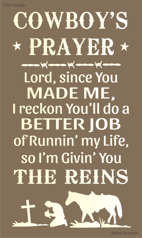 Joanie Stencil Cowboy Prayer Horse Faith Cross Kneel Country Farmhouse ...