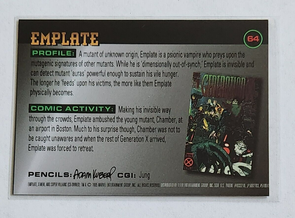 1995 MARVEL EMPLATE #64 CHROME TRADING CARD | eBay