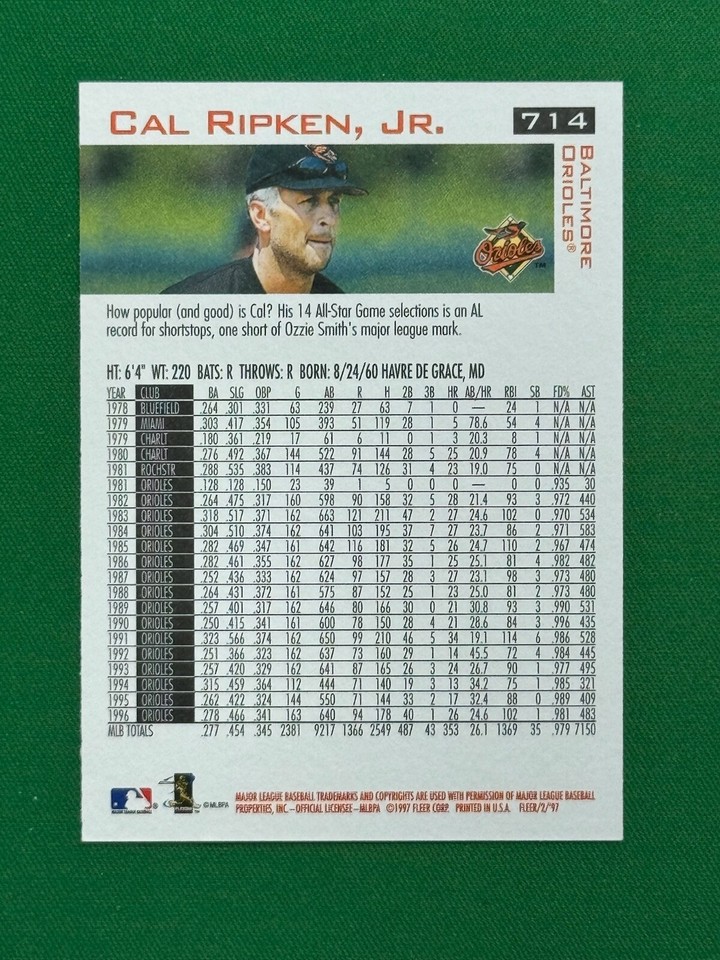 1997 Fleer Series 2 Baseball #714 Cal Ripken Jr Encore | eBay