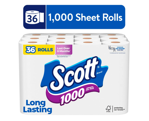 Scott 1000 Toilet Paper, 36 Rolls, 1,000 Sheets per Roll | eBay