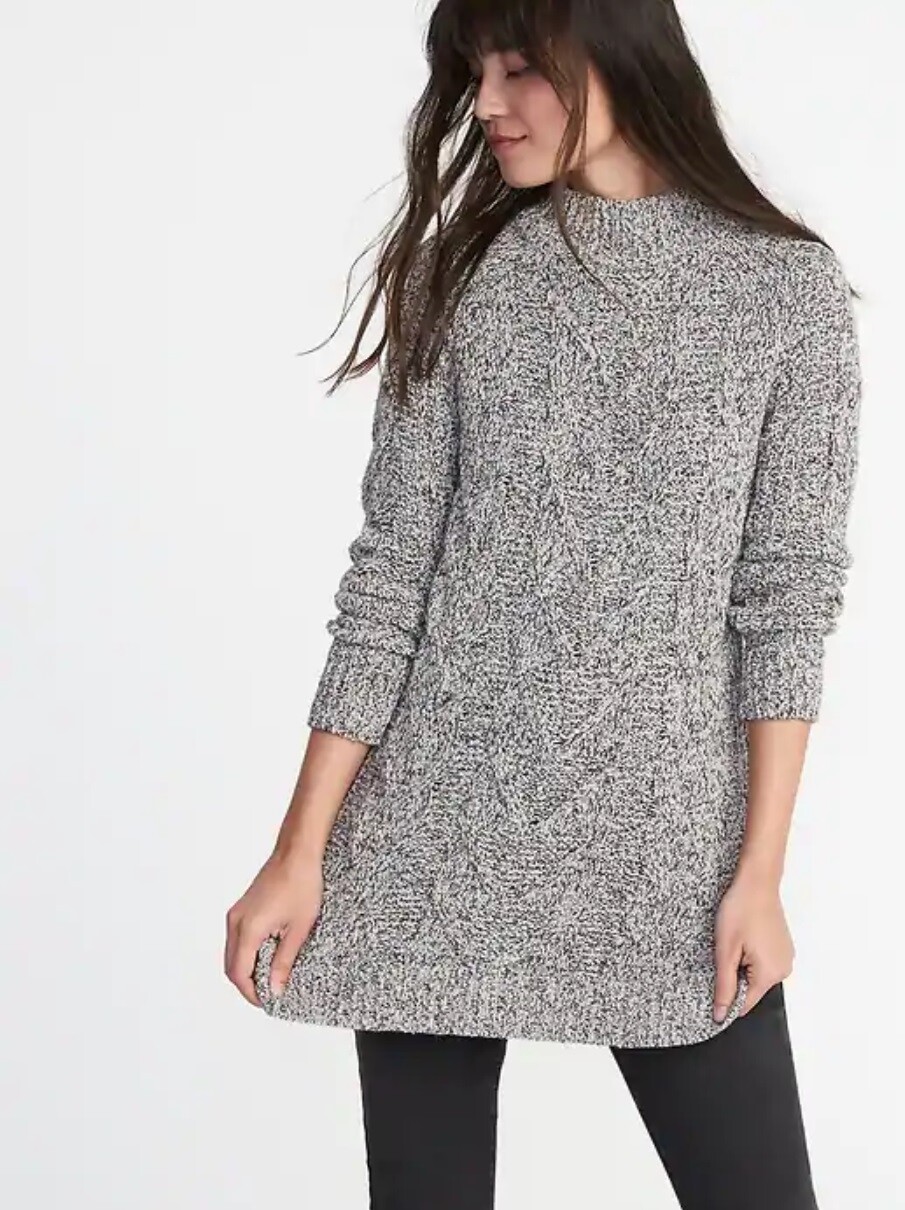 Old Navy Cable-Knit Tunic Sweater for Women, Grey Marl, M | eBay