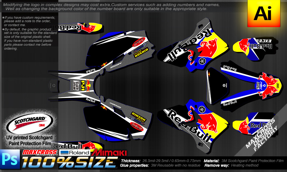 YAMAHA WR250F WR450F YZ250F YZ450F 2003-2006 MAXCROSS GRAPHICS FULL KIT ...