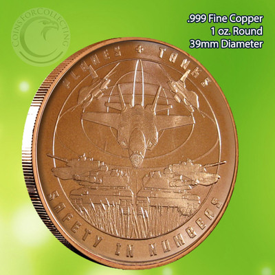 "Planes & Tanks" 1 oz .999 Copper Round Part of the Safety In Numbers ...