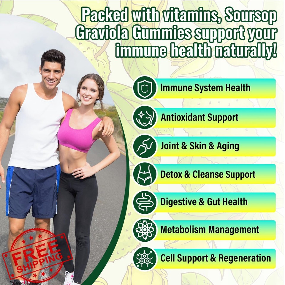 Soursop Graviola Gummies, Max Strength, Sea Moss and Turmeric, 60ct | eBay