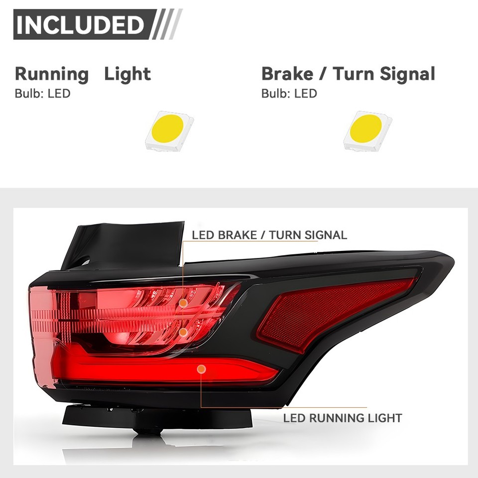 For 2018-2021 Chevy Traverse Full LED Tail Lights Black Outer Left ...