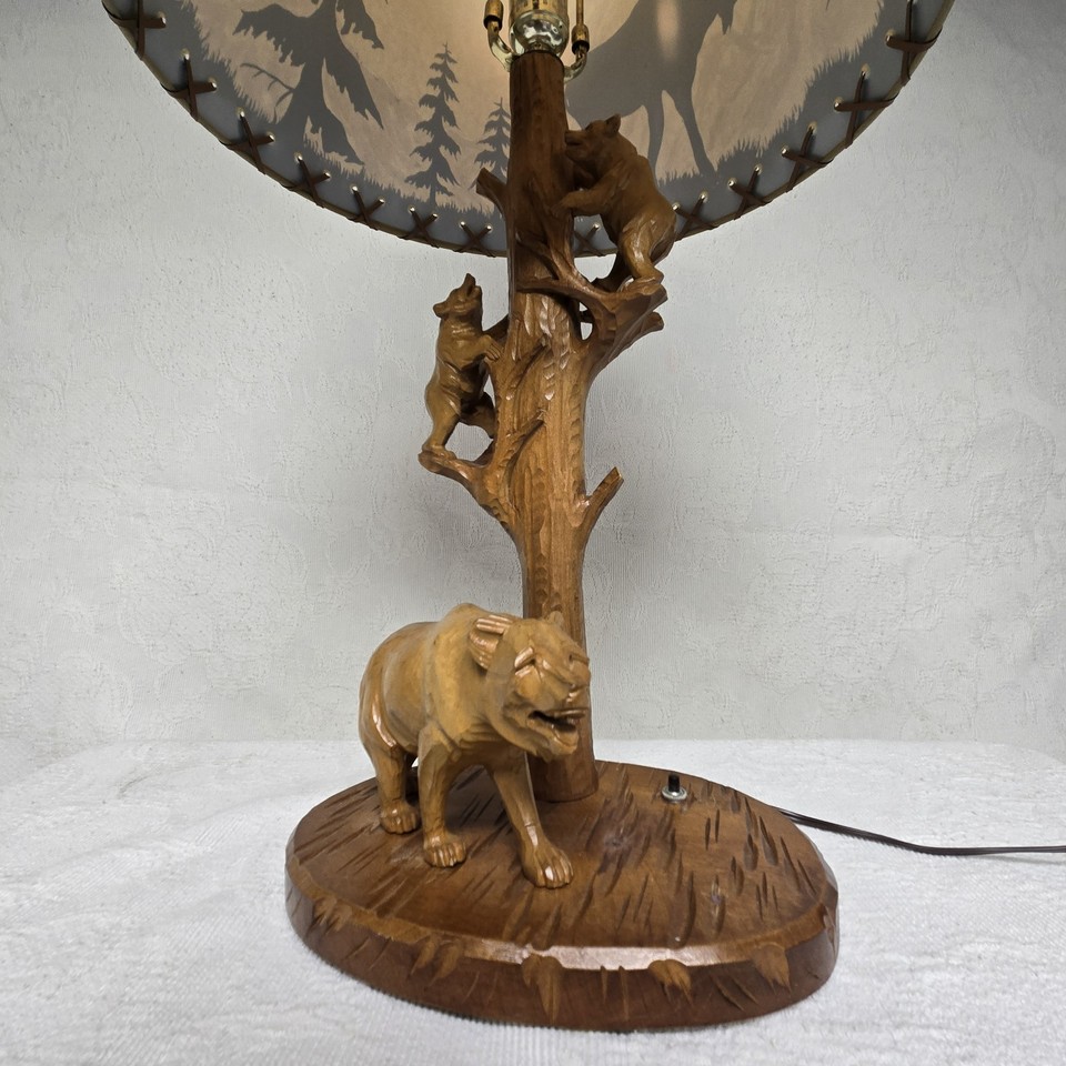 Vintage Black Forest Rustic Hand Carved Bear And Cubs Outdoor Themed ...