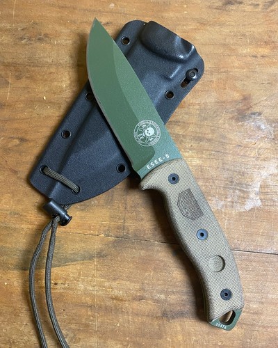 ESEE Model 5 Rowen - EXTREMELY RARE w/ SKULL - OD 1095HC Fixed Blade ...