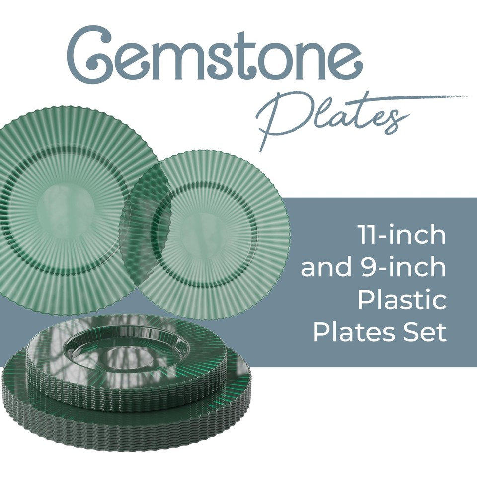 80 Piece Plastic Disposable Plates Set For 40 Guests I 40 X 9 Inch & 40 ...