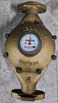 Neptune 2" T-10 Low Profile Direct Reading Cubic Feet Brass Water Meter ...