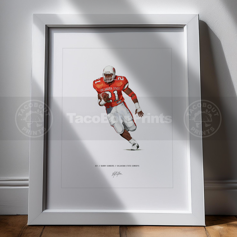 Barry Sanders Poster Football Illustrated 8x10 Art Print | eBay