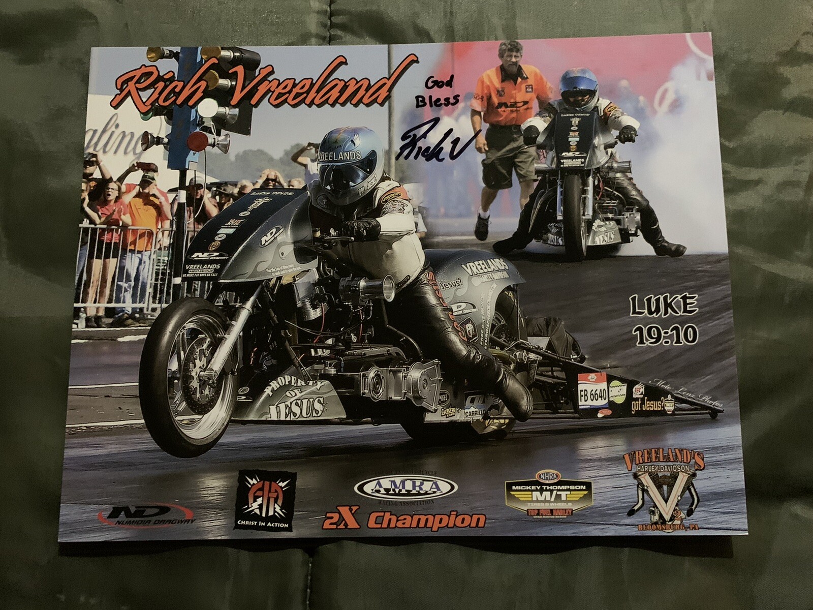 Rich Vreeland Signed Promo Card Nhra Drag Racing Autographed 2020 | eBay