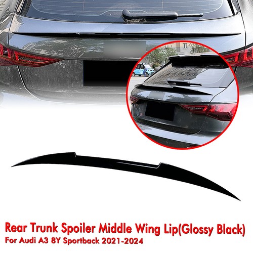 1pc Gloss Black Rear Spoiler Lip Middle Wing For Audi A3 8Y Sportback ...
