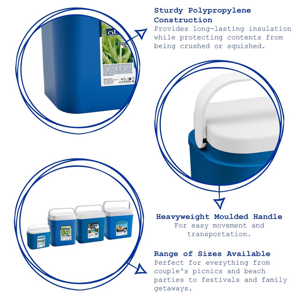 1x Blue 10L Cool Box Small Portable Insulated Camping Travel Picnic ...