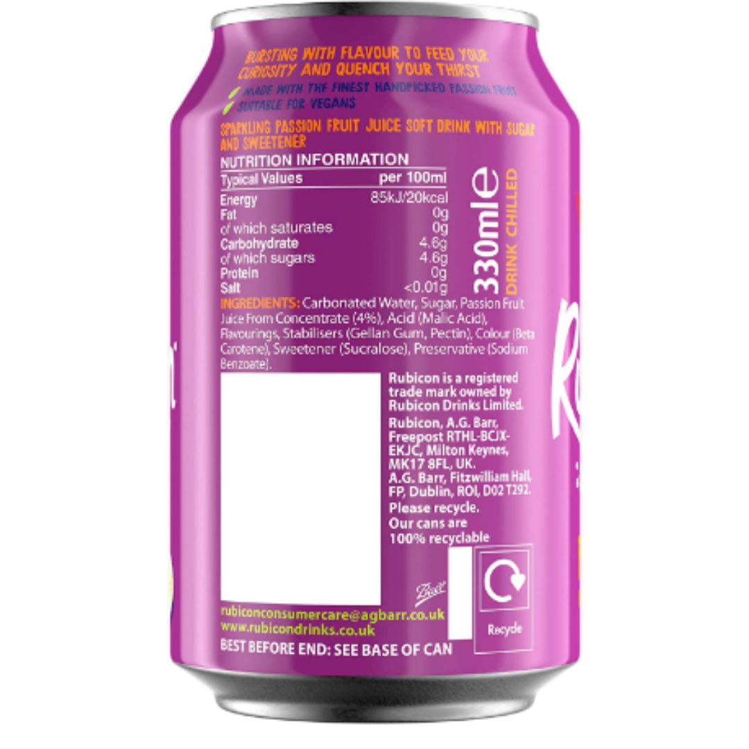 Rubicon Sparkling Fizzy Drink Cans, 330 ml - Pack of 18 Pack of 24 Fast ...