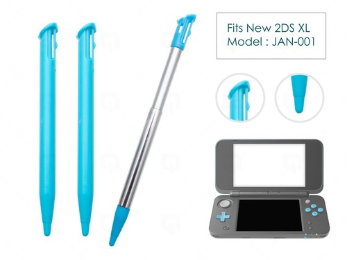 3 x Blue Stylus Pen 1 Extendable for Nintendo 2DS XL/LL Plastic ...