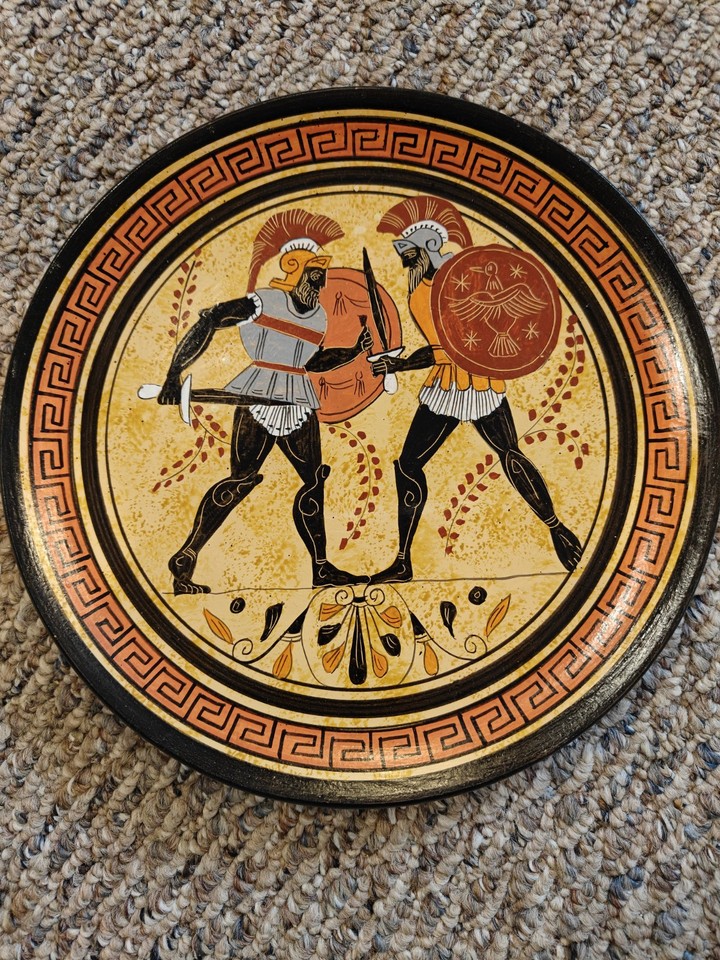 Greek Plate 490BC Hand Painted Clay Art Pottery Wall Plate | eBay