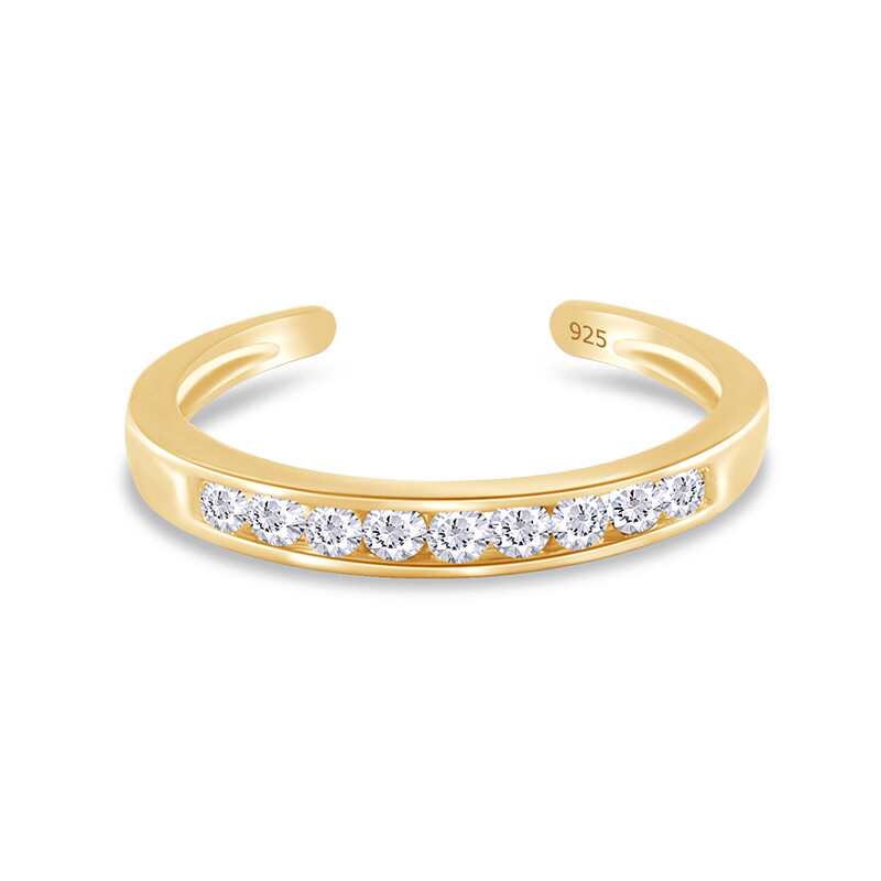 Toe Ring Channel Set Round Cut Cubic Zirconia 14K Gold Plated | eBay