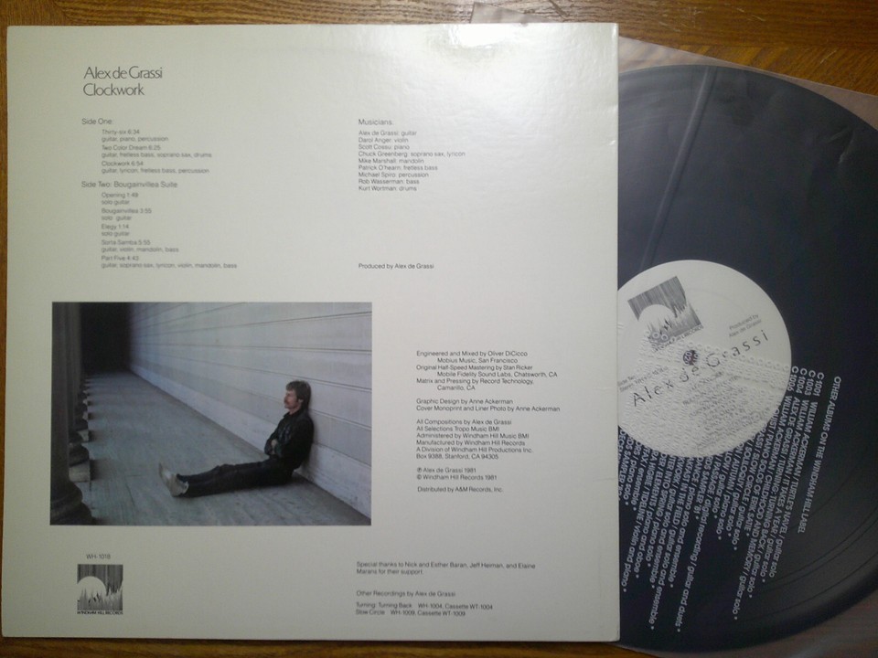 WINDHAM HILL LP RECORD WH 1018/ALEX DE GRASSI/ CLOCKWORK/ NR MINT JAZZ ...