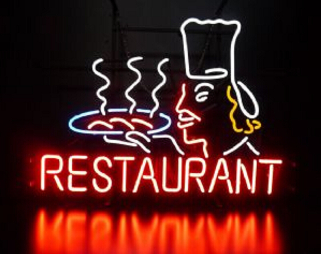 Restaurant Neon Sign Light Store Room Kitchen Wall Decor Real Glass ...
