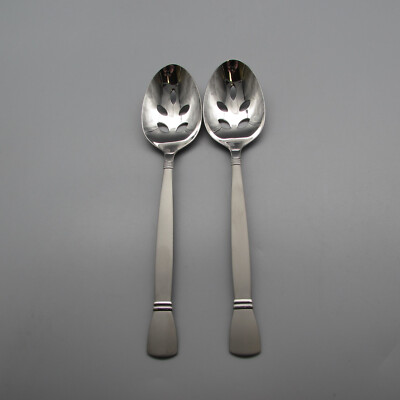 Oneida Stainless Satin Nexus Slotted Serving Spoons - Set of Two USA ...
