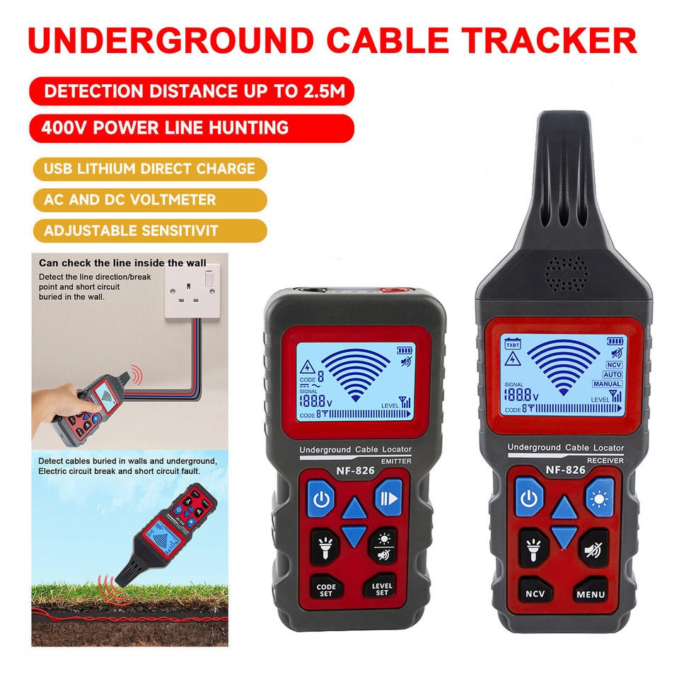Underground Cable Tester Locator Wire Tracker Detection Wall Electrical ...