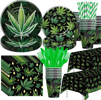Weed Theme Party Supplies Tableware Weed Leaves Birthday Decor | eBay