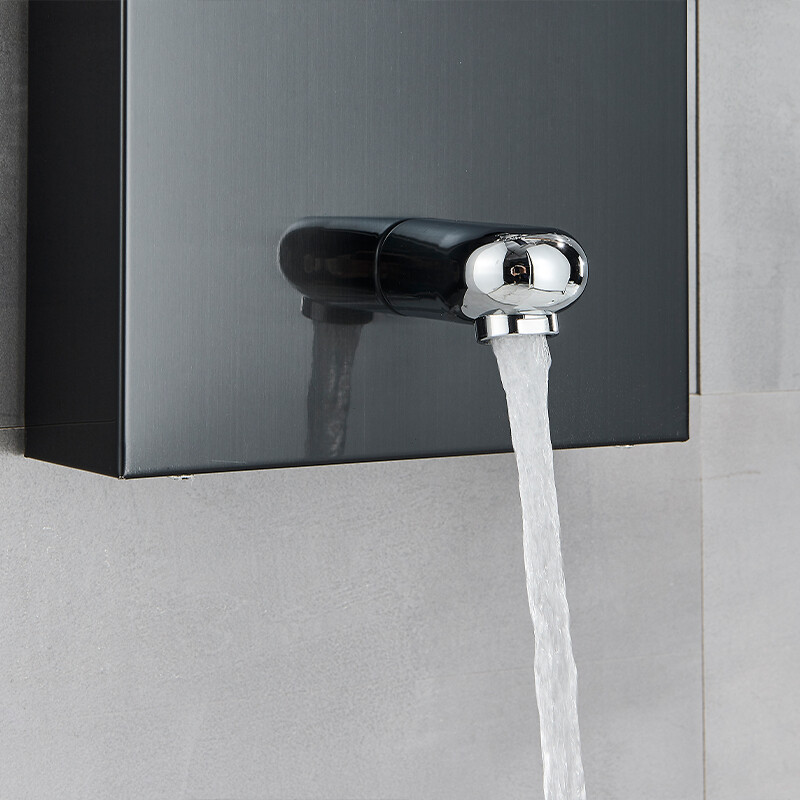 LED Shower Panel Column Tower Stainless Steel Black Waterfall Body Jet ...