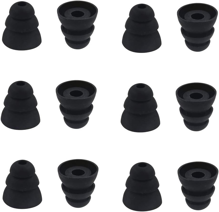 6Pairs Replacement Triple Flange Ear Tips Earbuds Eartips Silicone Buds ...