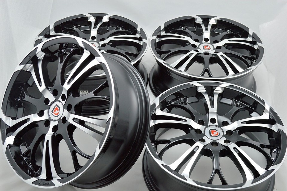17x7 4x100/114.3 40mm Black/Polished DDR R25 Wheels Rims Set of 4 ...