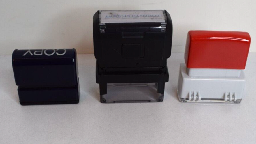 Set of 3 Rubber Office Stamps Copy Completed & Issued To Student! | eBay