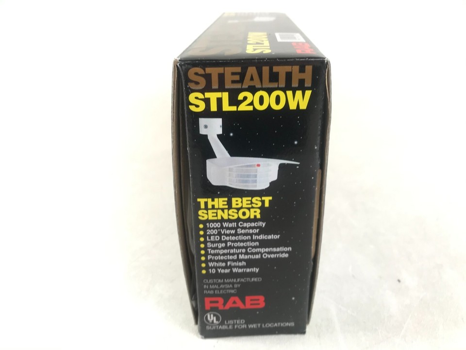RAB Lighting Stealth STL200W Outdoor 200° Motion Sensor 1000w 120v ...