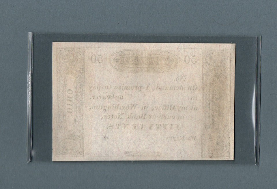 WORTHINGTON, OHIO, EZRA GRISWOLD 18--s, 50 CENT SCRIP REMAINDER ...